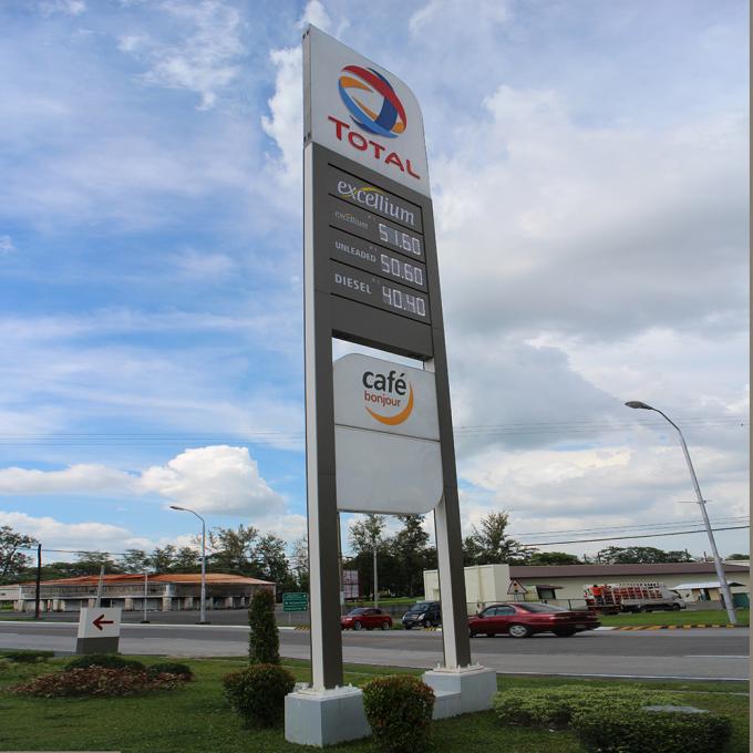 Gas Station Digital Pylon Sign Illuminated 8500mm Provide Soft Copy ...